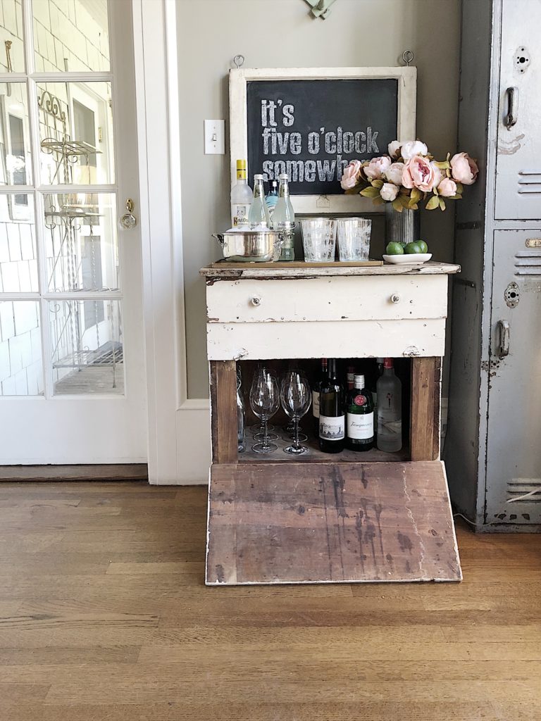 Styling a Farmhouse style bar cart.
