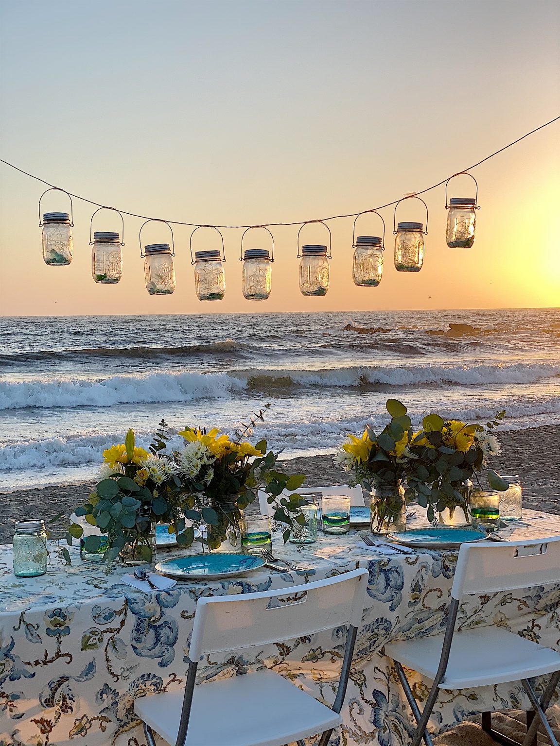 Dinner on the Beach with Solar Lanterns - MY 100 YEAR OLD HOME
