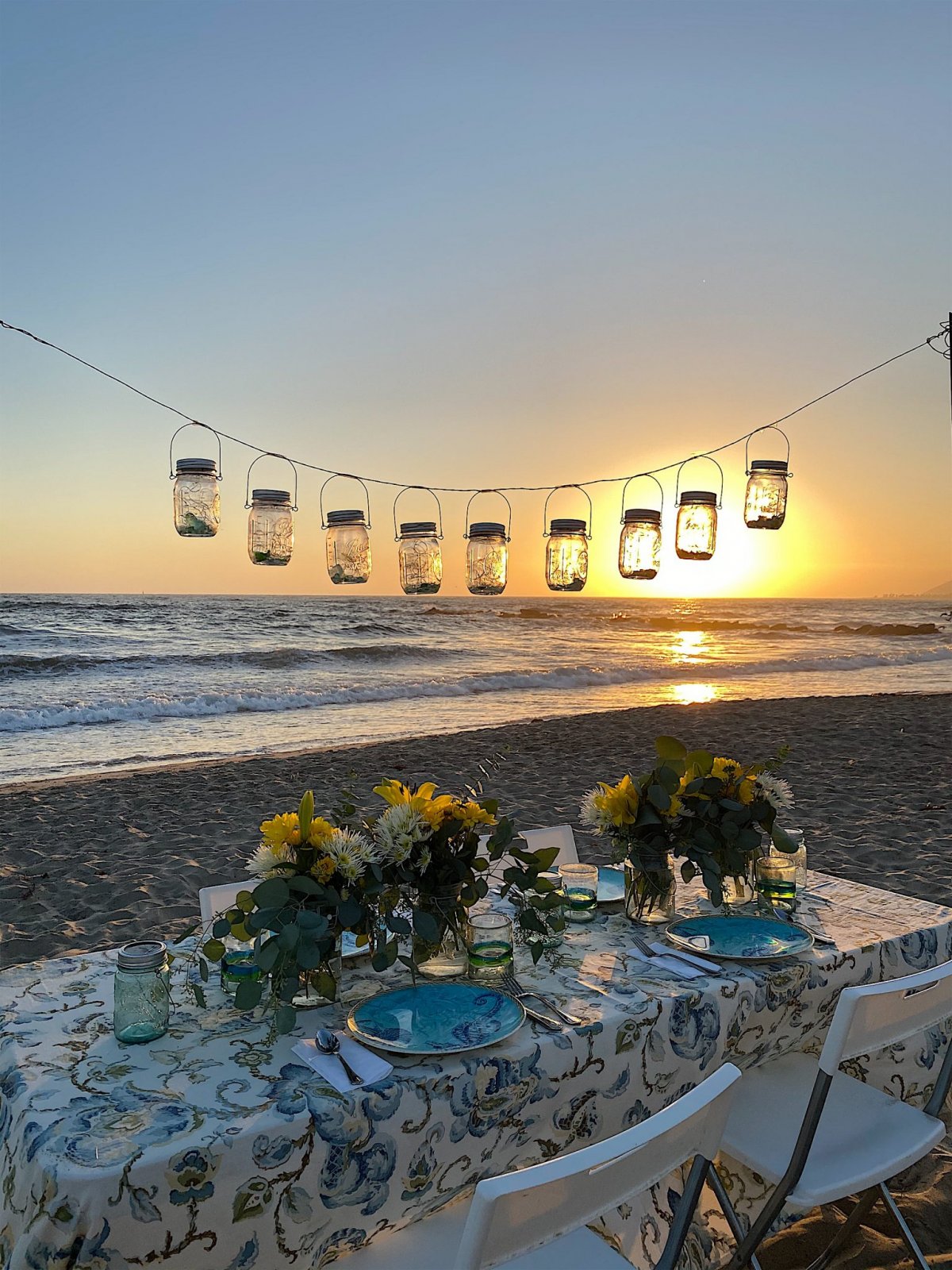 Dinner on the Beach with Solar Lanterns - MY 100 YEAR OLD HOME