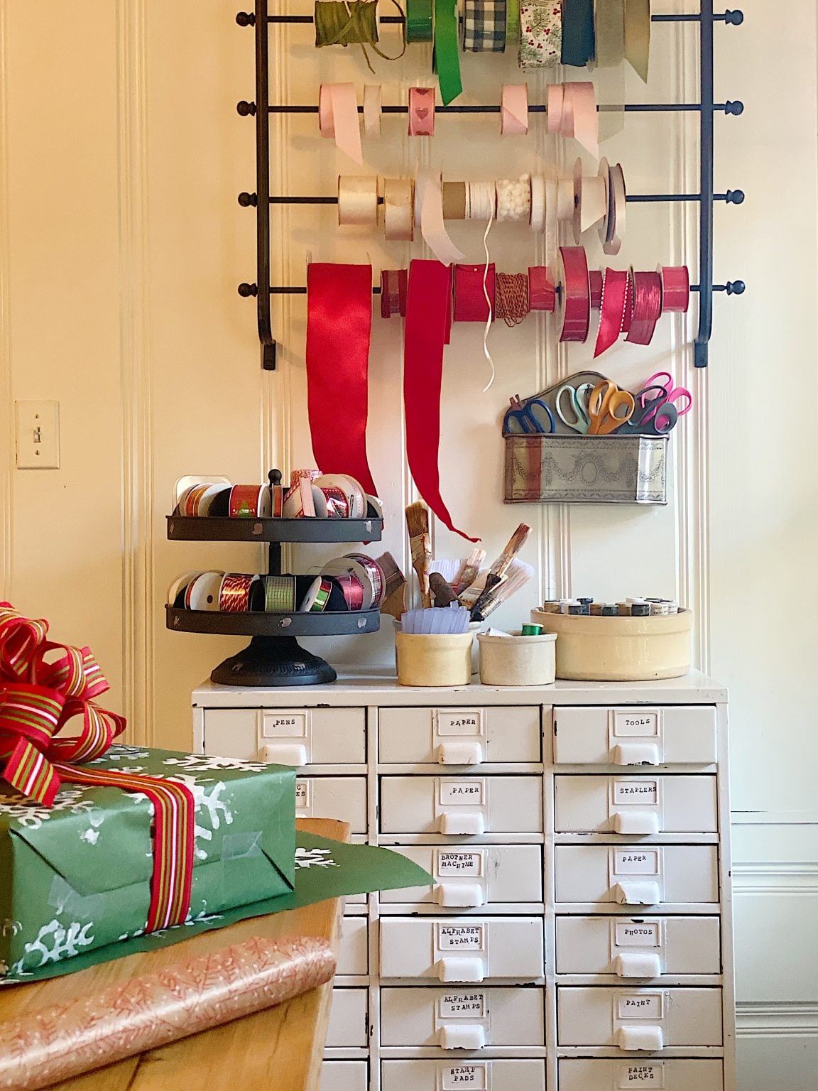 How to Organize Your Gift Wrapping Room - MY 100 YEAR OLD HOME