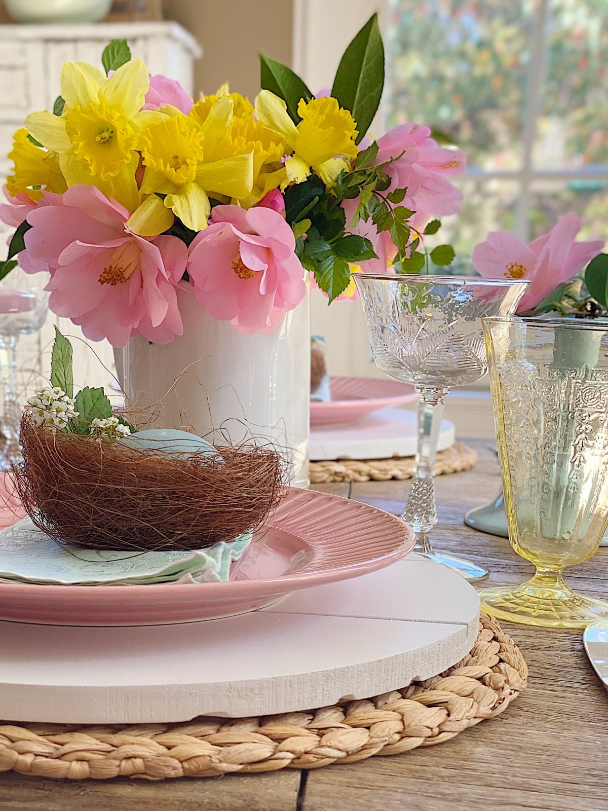 Colorful Table for Easter Dinner - MY 100 YEAR OLD HOME