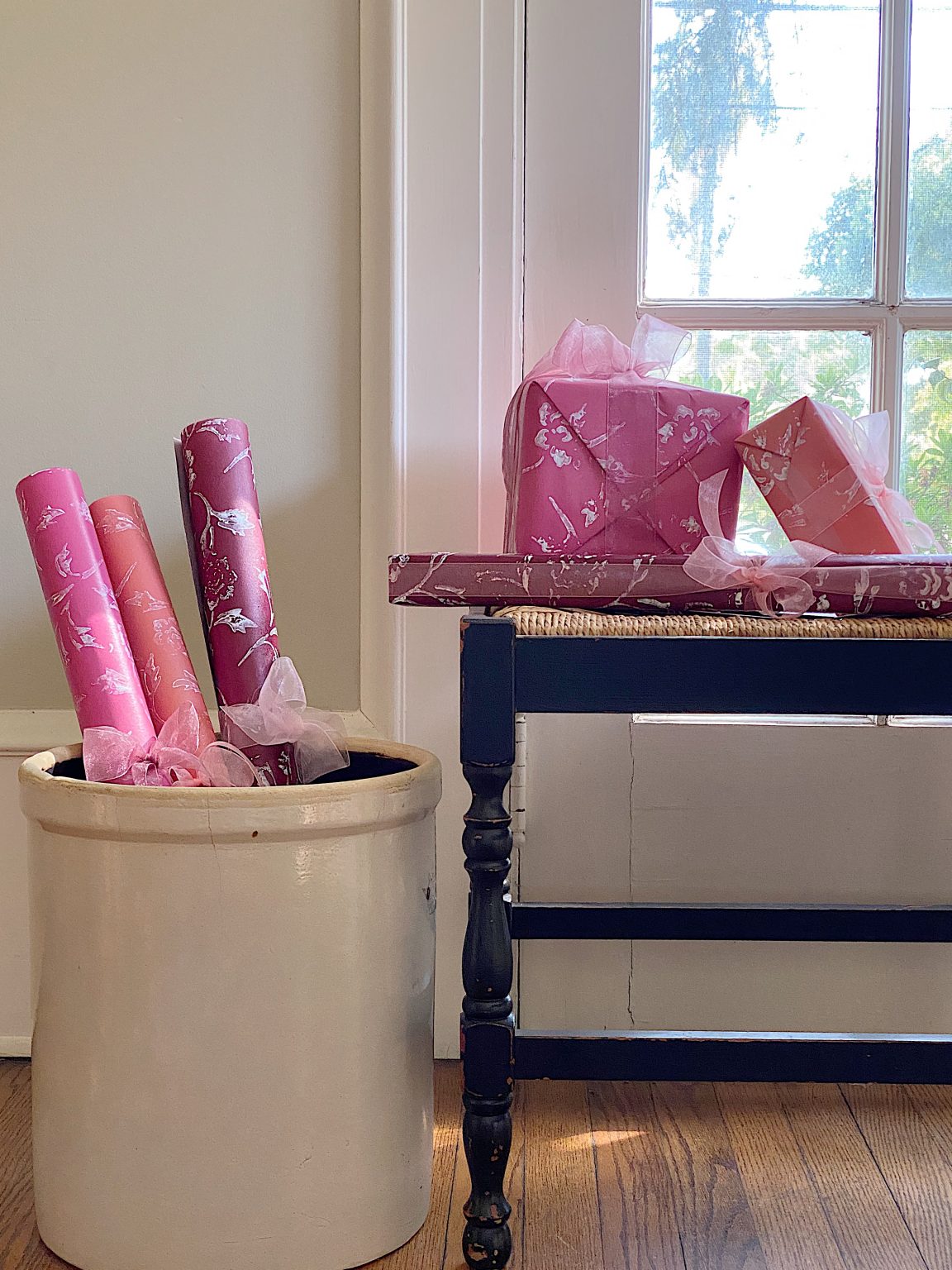 Spring Pink Wrapping Paper DIY - MY 100 YEAR OLD HOME