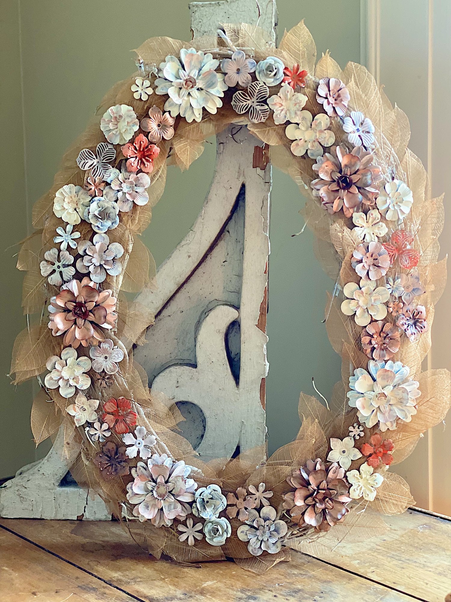 Fall Metal and Leaf Wreath DIY - MY 100 YEAR OLD HOME