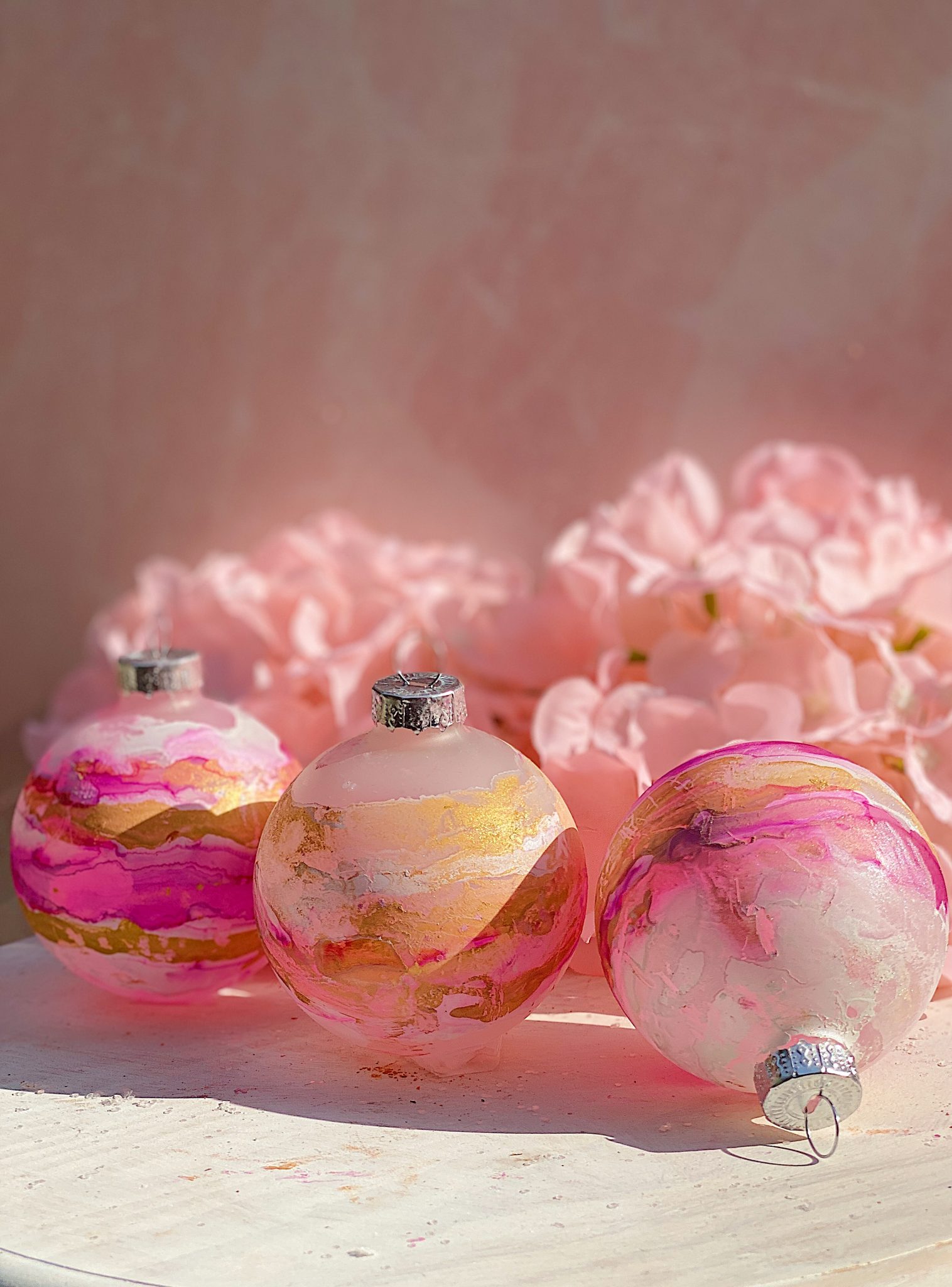 Easy DIY for Pink Christmas Ornaments - MY 100 YEAR OLD HOME