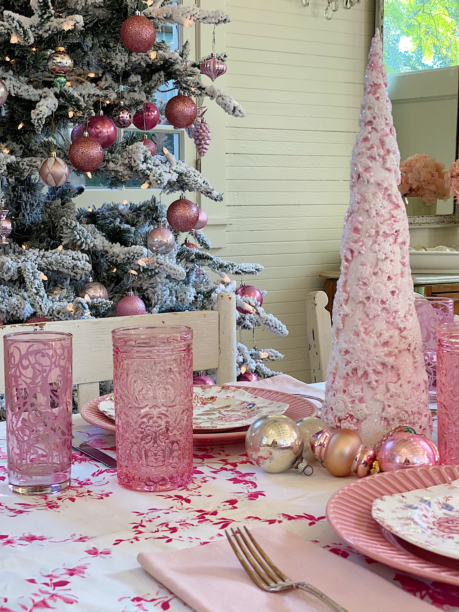 Pink Tabletop Christmas Tree DIY - MY 100 YEAR OLD HOME