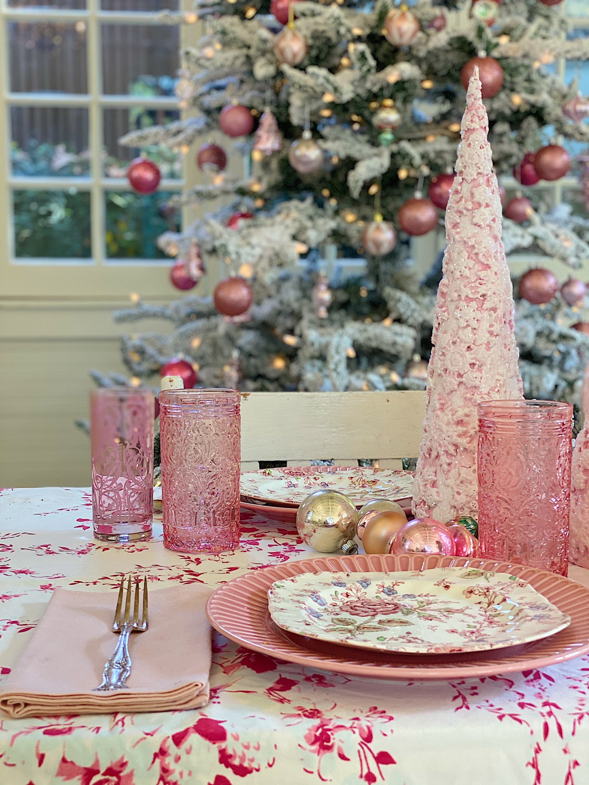 Pink Tabletop Christmas Tree DIY - MY 100 YEAR OLD HOME