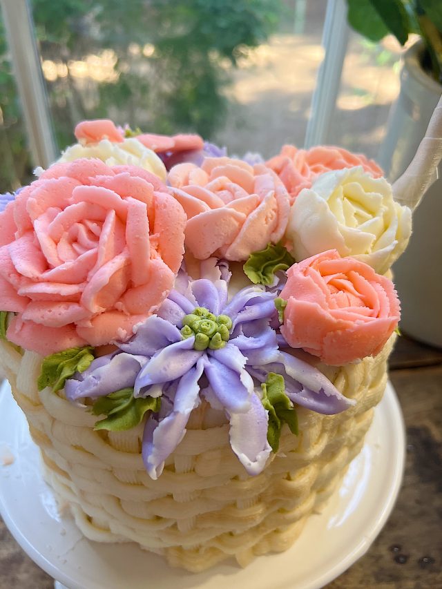 Easter Basket Flower Cake - MY 100 YEAR OLD HOME