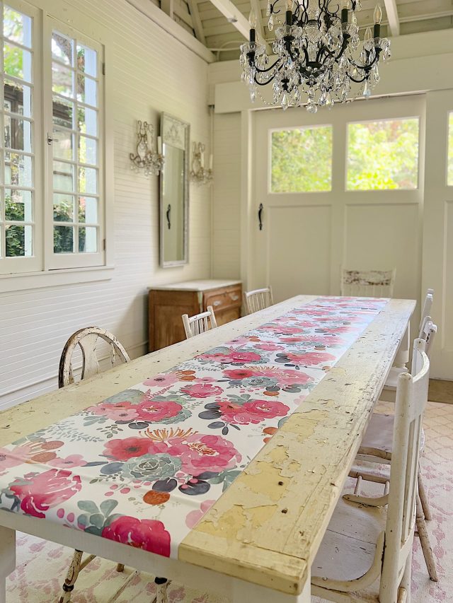 Easy DIY Spring Wallpaper Table Runner - MY 100 YEAR OLD HOME
