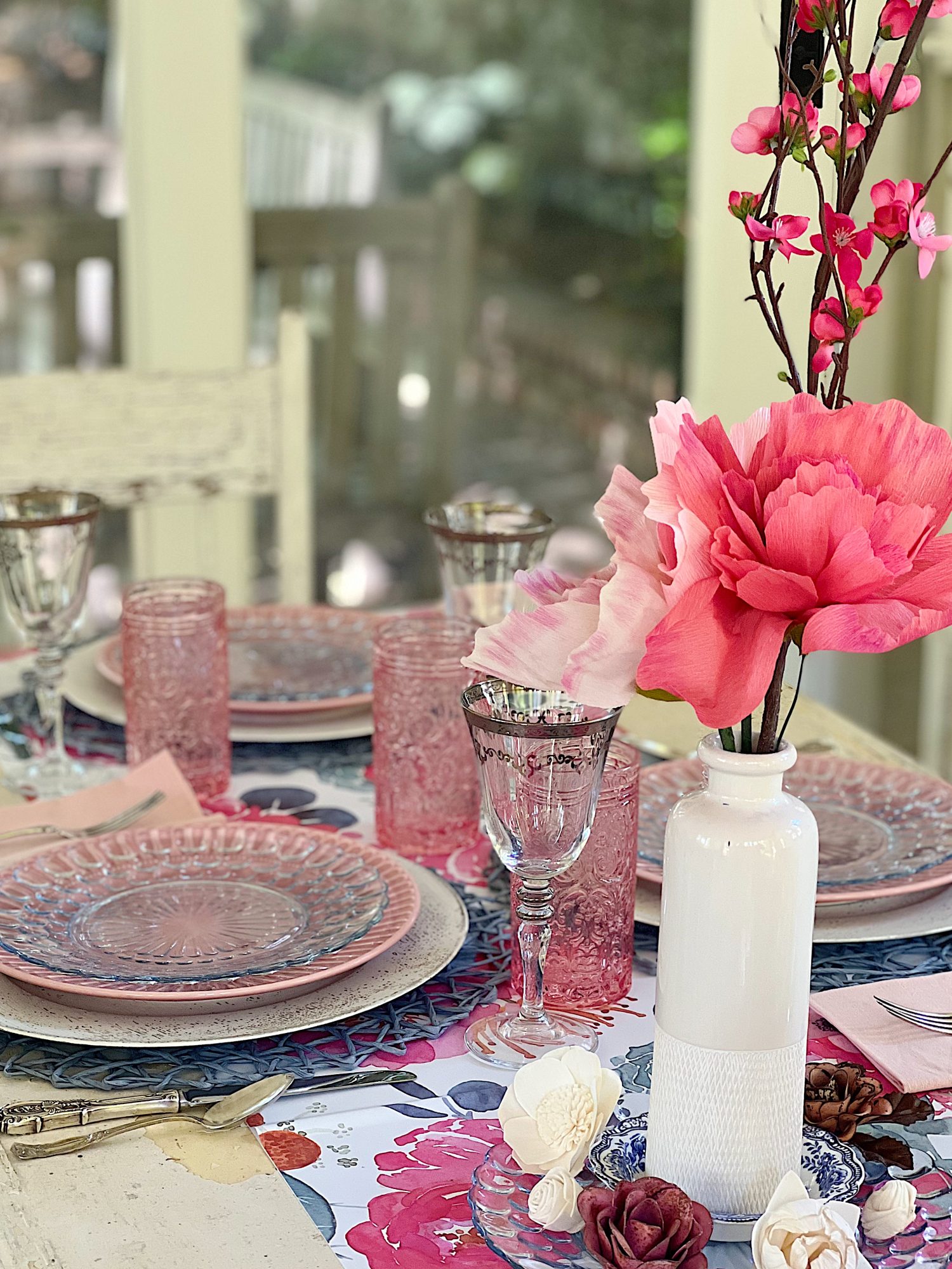 Easy DIY Spring Wallpaper Table Runner - MY 100 YEAR OLD HOME