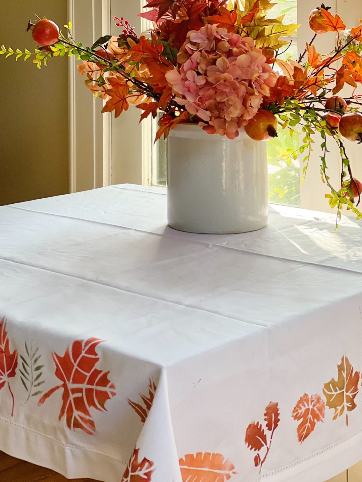 An Easy and Gorgeous Fall Tablecloth DIY - MY 100 YEAR OLD HOME