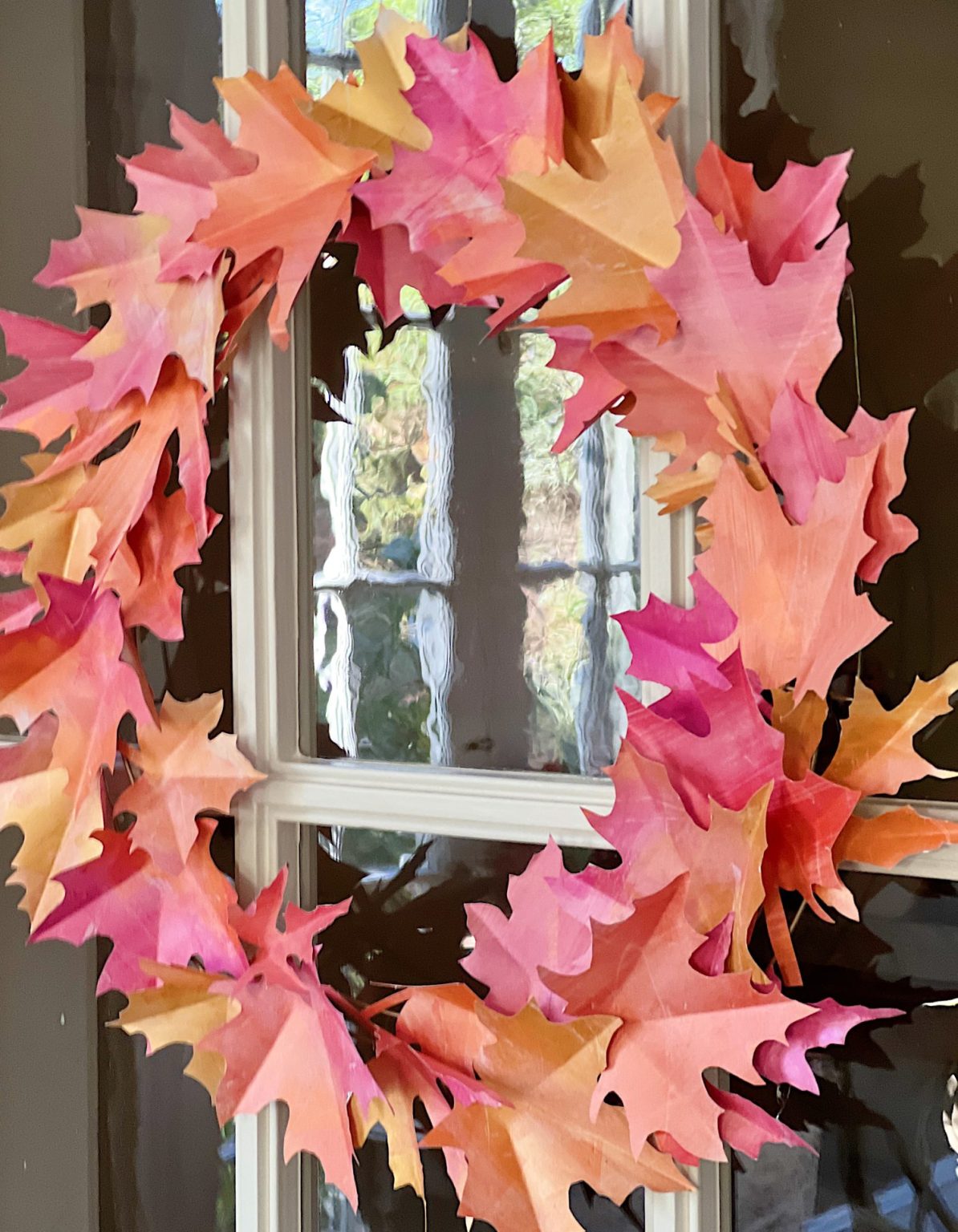 DIY Hand-Painted Leaves Fall Door Wreath - MY 100 YEAR OLD HOME