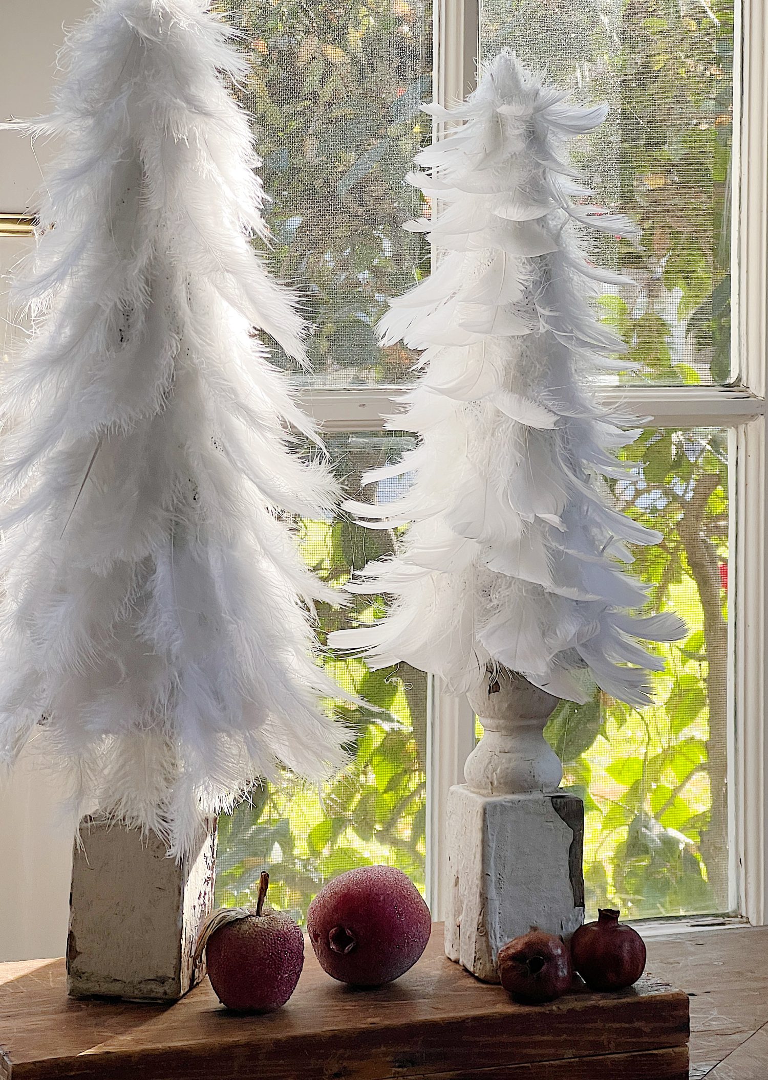 DIY White Christmas Tree with Feathers - MY 100 YEAR OLD HOME