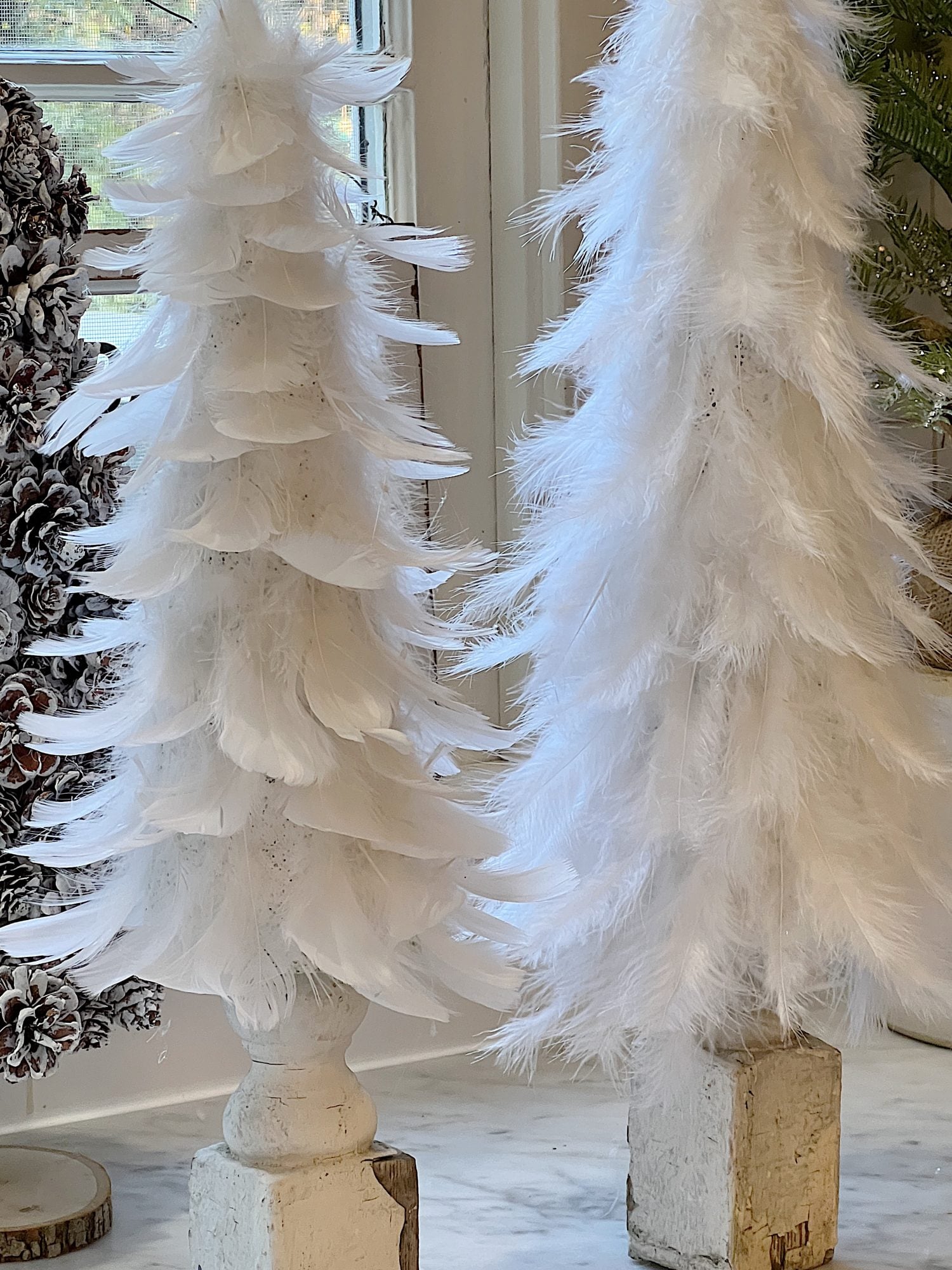 DIY White Christmas Tree with Feathers - MY 100 YEAR OLD HOME