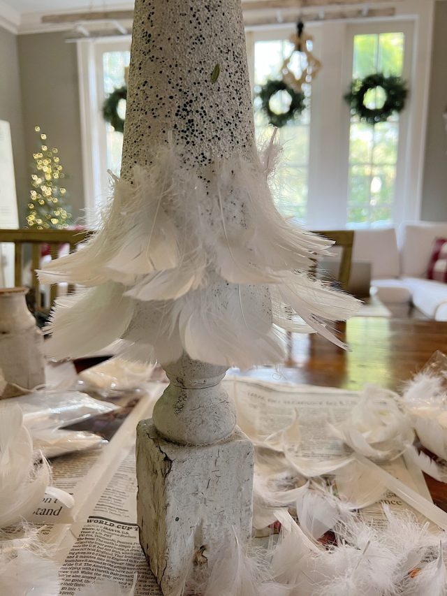 DIY White Christmas Tree with Feathers - MY 100 YEAR OLD HOME