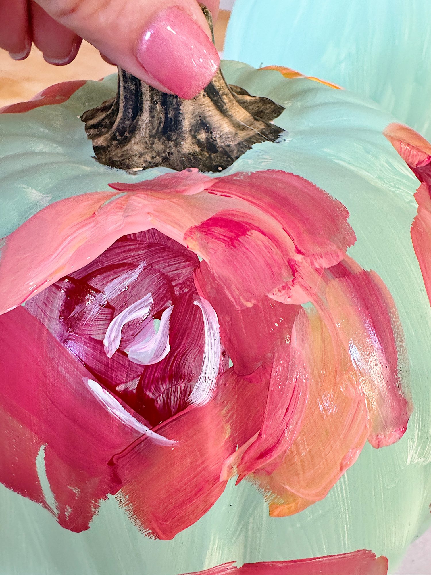 DIY Rose Painted Pumpkin Craft - MY 100 YEAR OLD HOME