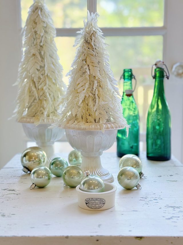 DIY White Christmas Fern Tabletop Tree - MY 100 YEAR OLD HOME
