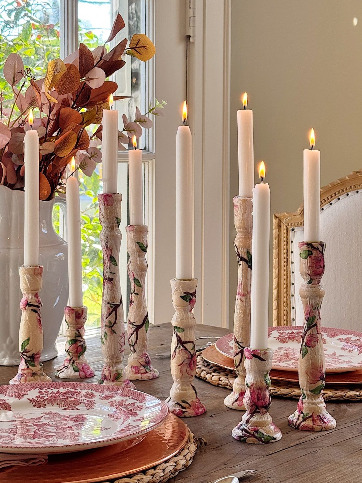 Floral Candlesticks: A Fresh Spring Decor Idea - MY 100 YEAR OLD HOME