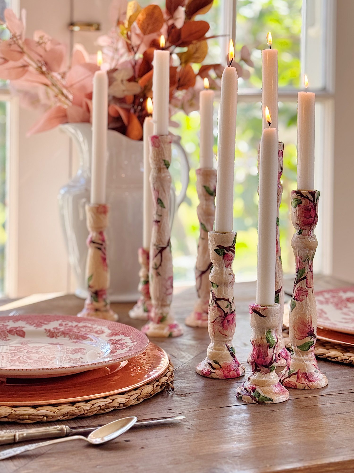 Floral Candlesticks: A Fresh Spring Decor Idea - MY 100 YEAR OLD HOME