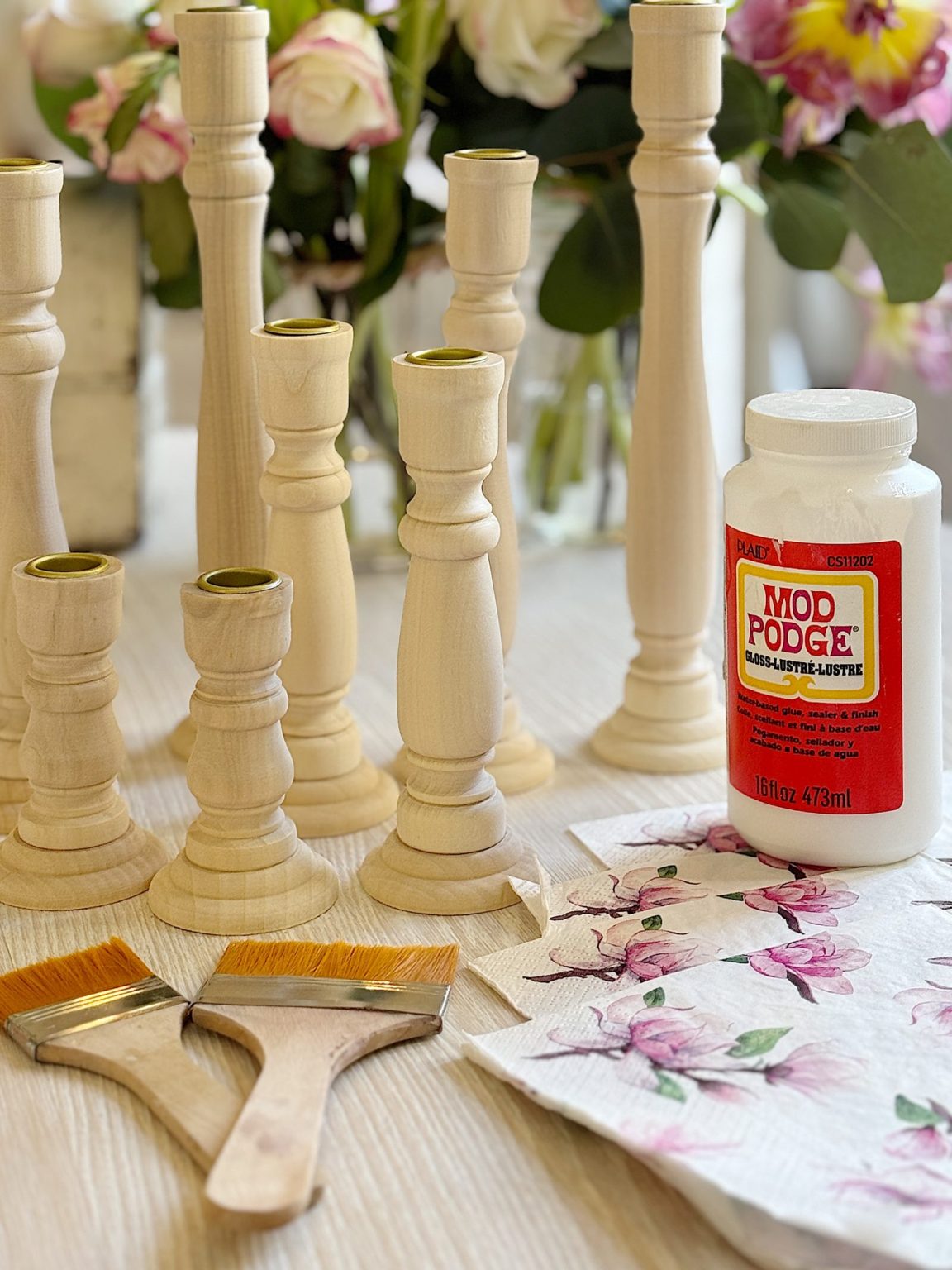 Floral Candlesticks: A Fresh Spring Decor Idea - MY 100 YEAR OLD HOME